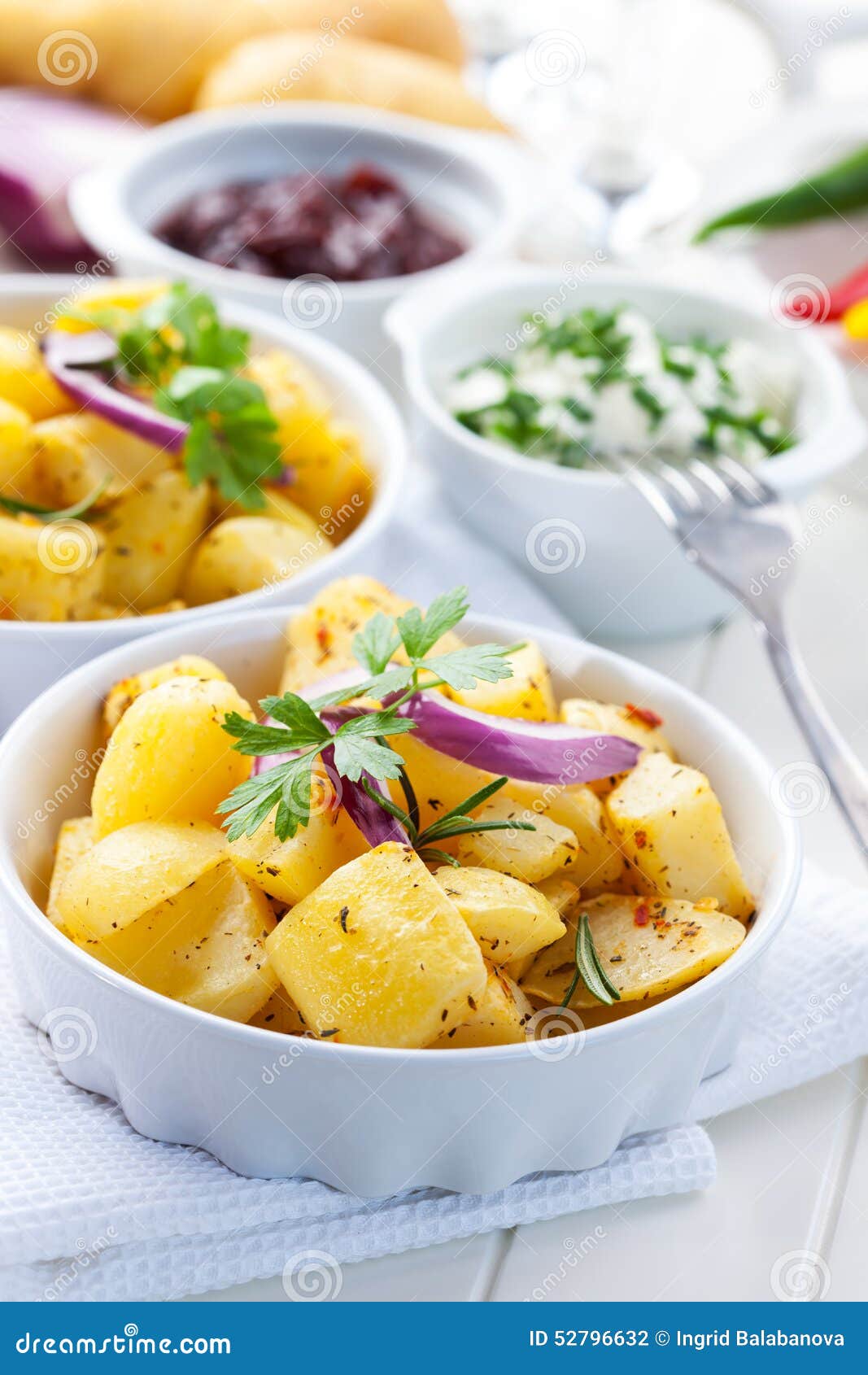 Baked Potatoes with Chutney and Sour Cream Stock Photo - Image of ...