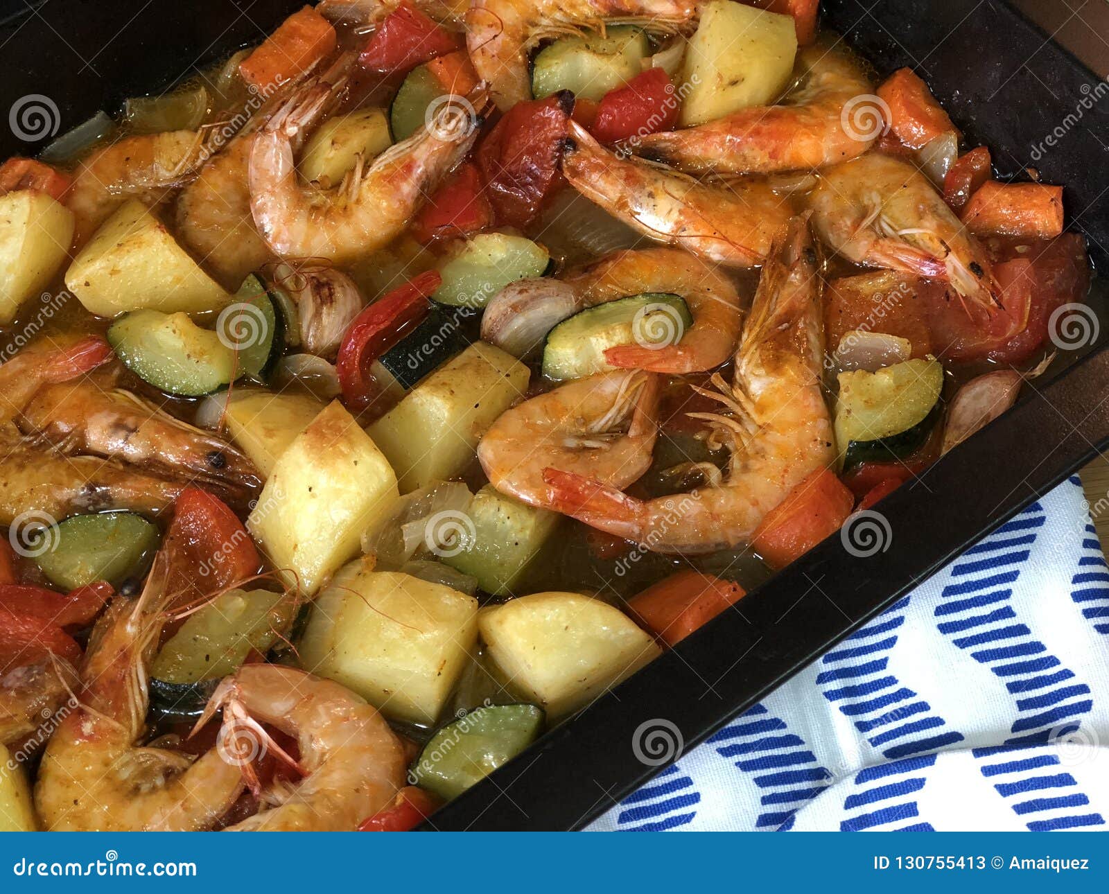 Baked Prawns with Vegetables Stock Image - Image of lifestyle, dinner ...