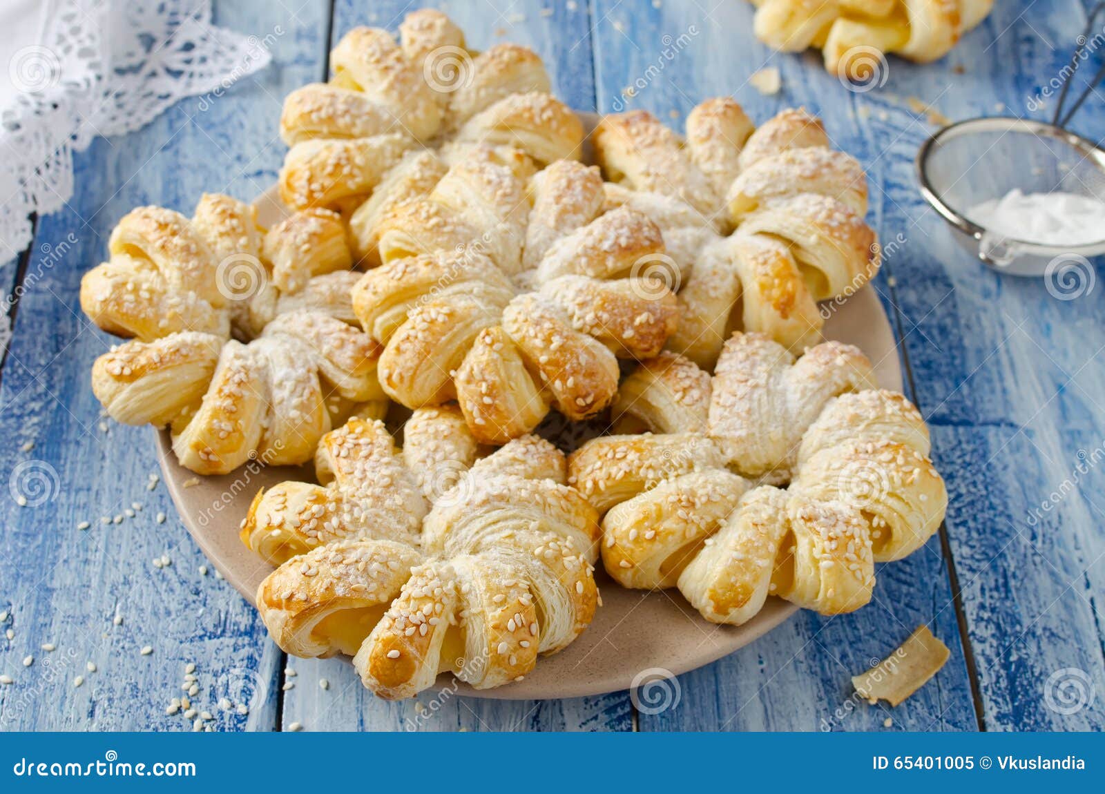 Baked Puff Pastry Rings of Pineapple Stock Image - Image of homemade ...