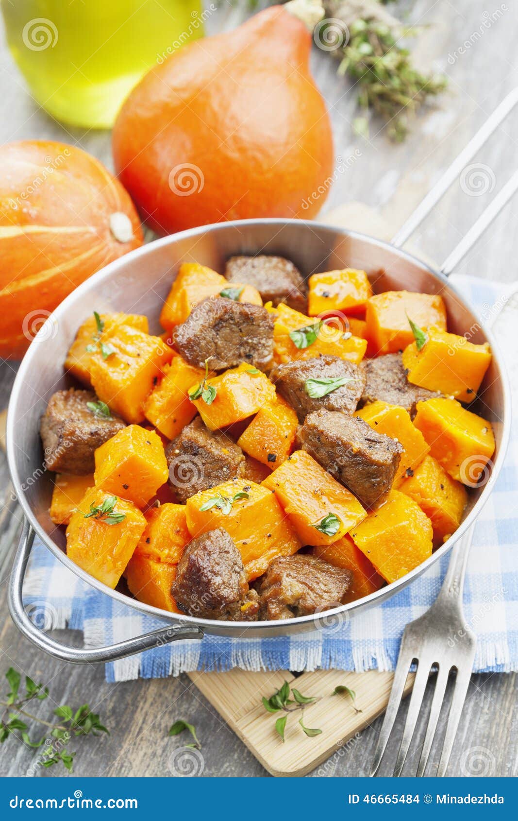 Baked pumpkin with meat stock photo. Image of pork, cooking - 46665484