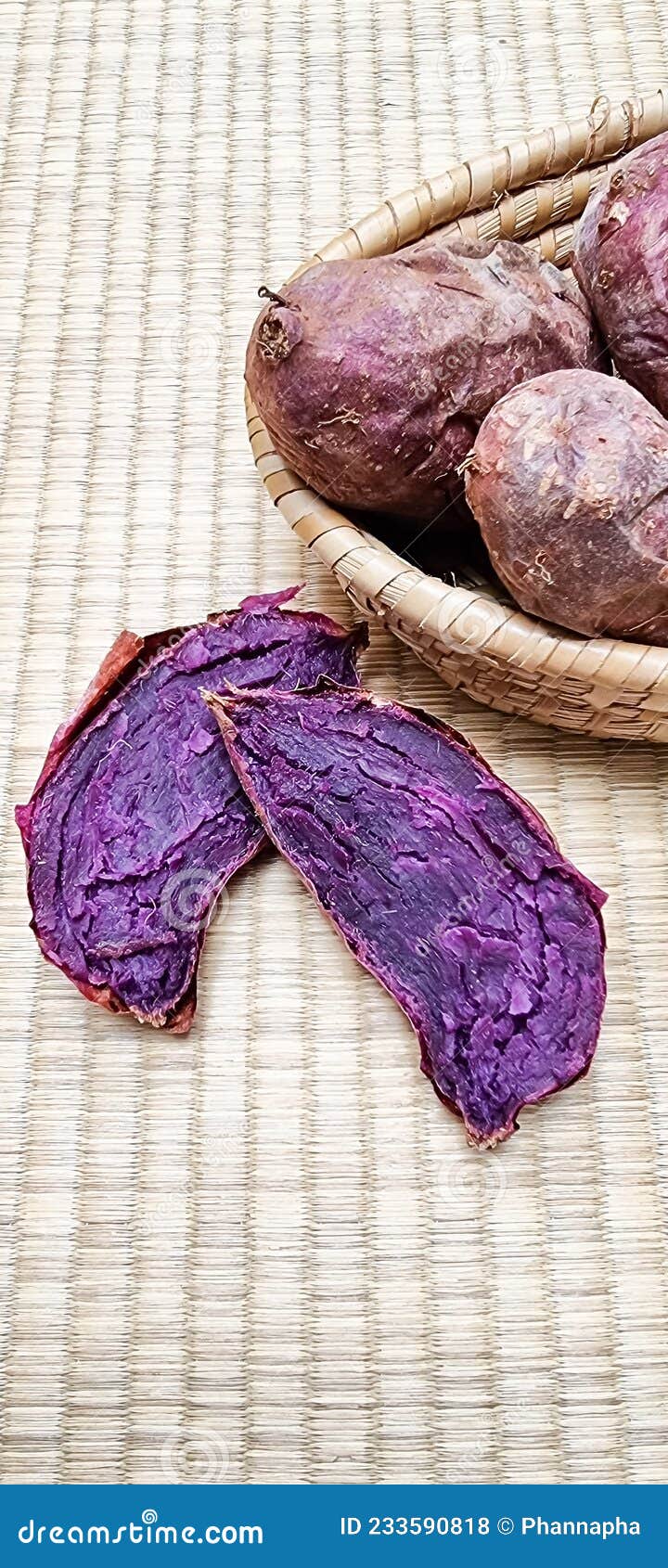 Baked purple sweet potato. stock photo. Image of cuisine - 233590818