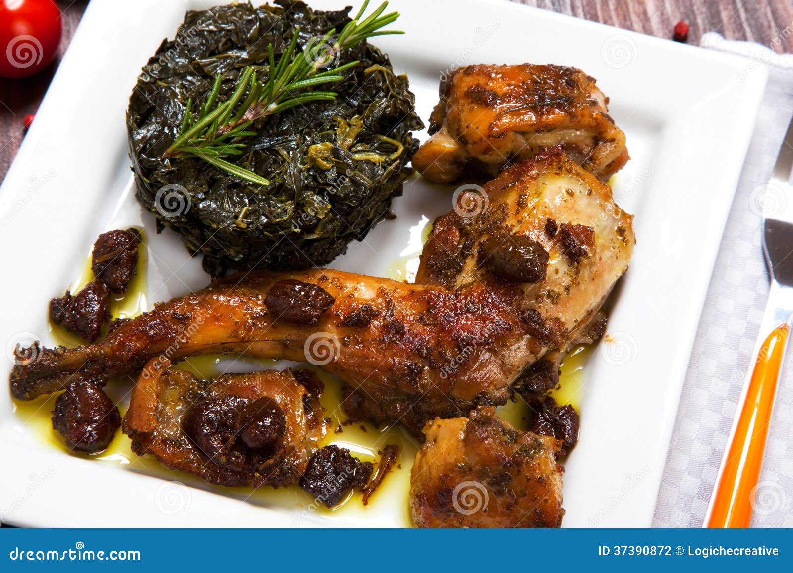 Baked Rabbit with Vegetables in a Dish Stock Photo - Image of diner ...