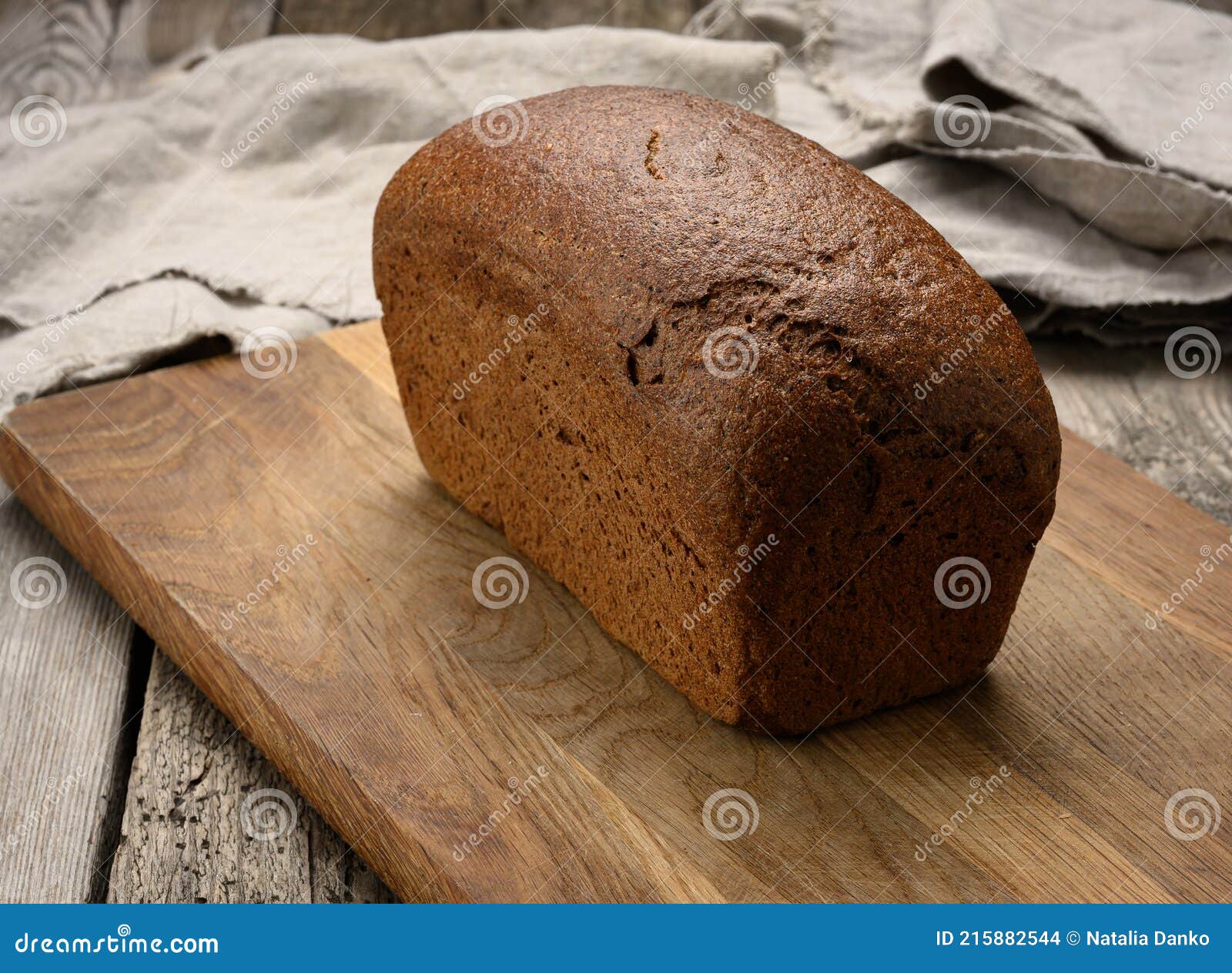 Baked Rectangular Rye Flour Bread on Brown Board Stock Photo - Image of ...
