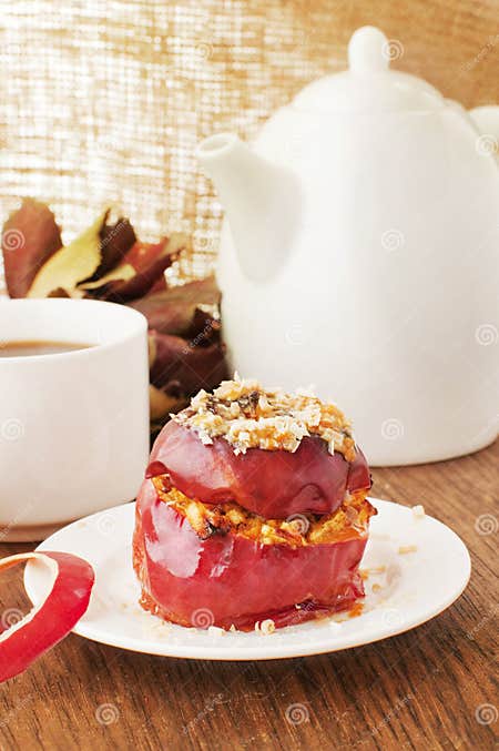 Baked red apple stock image. Image of gourmet, decoration - 36629857