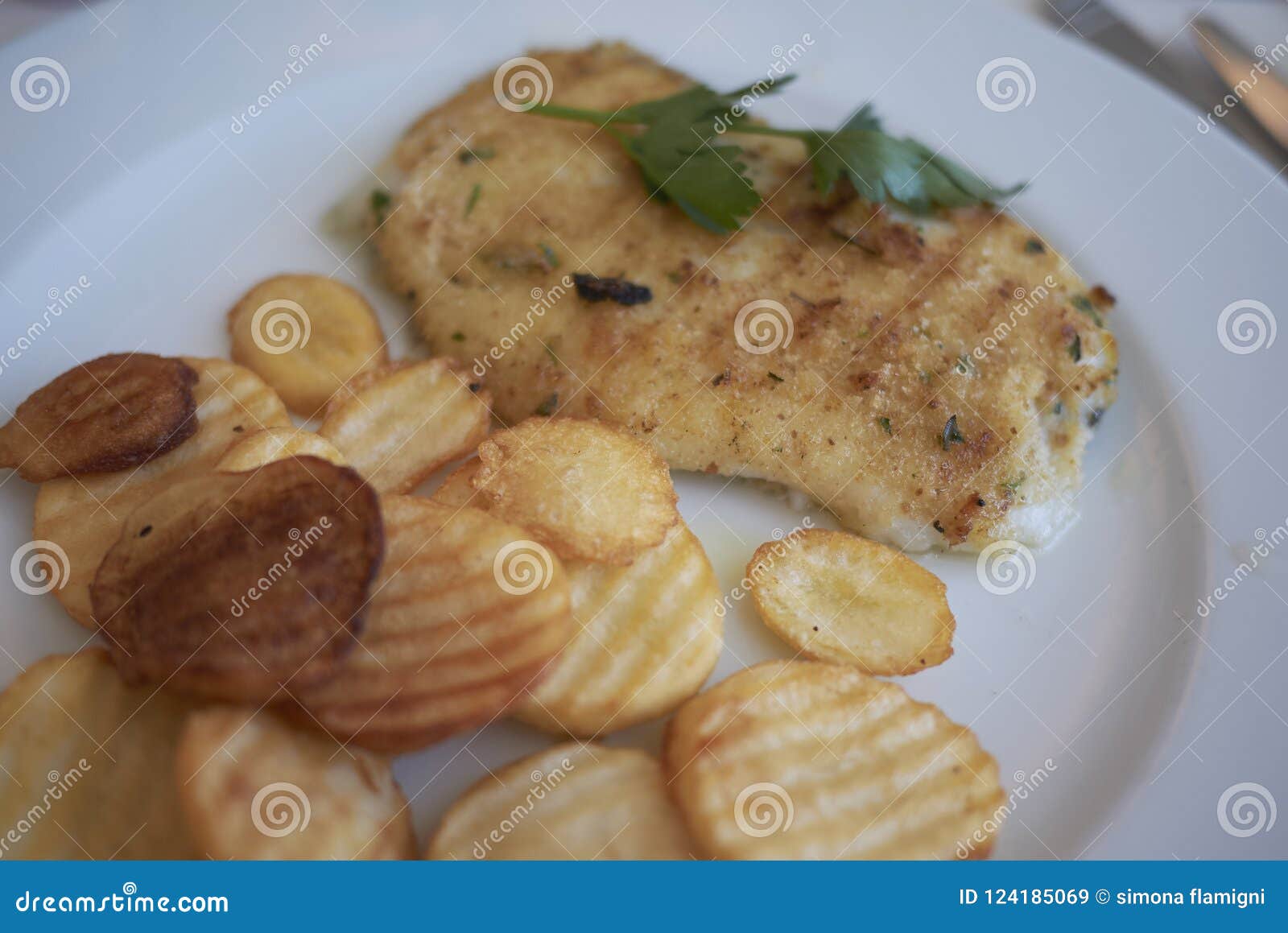 Baked Redfish with Potatoes Stock Image - Image of plate, filet: 124185069