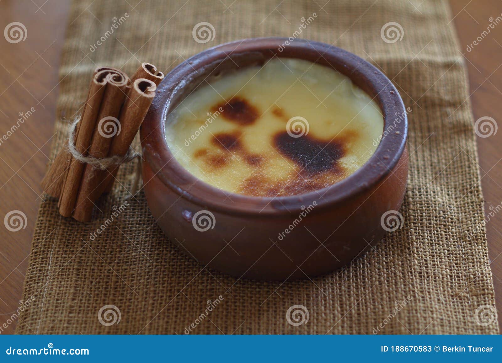 Baked Rice Pudding Turkish Dessert Sutlac in Earthenware Casserole with ...