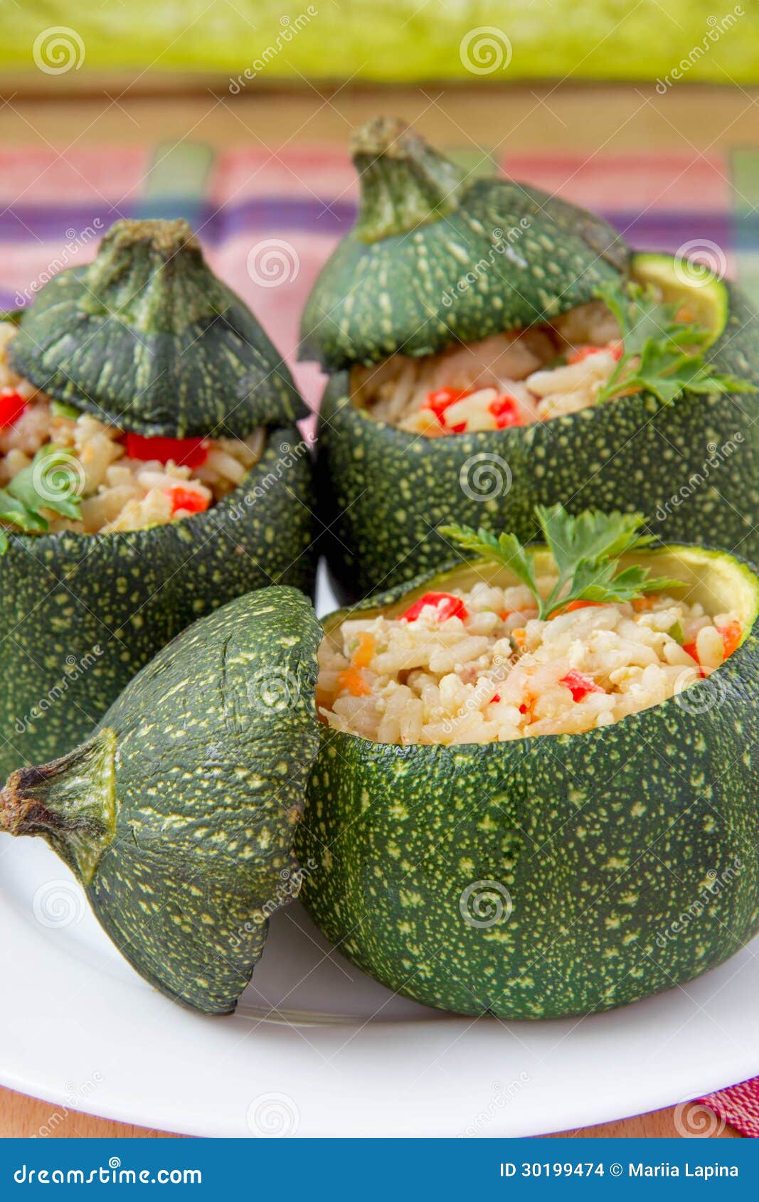 Round Courgette Stuffed Rice and Vegetables Stock Photo - Image of ...