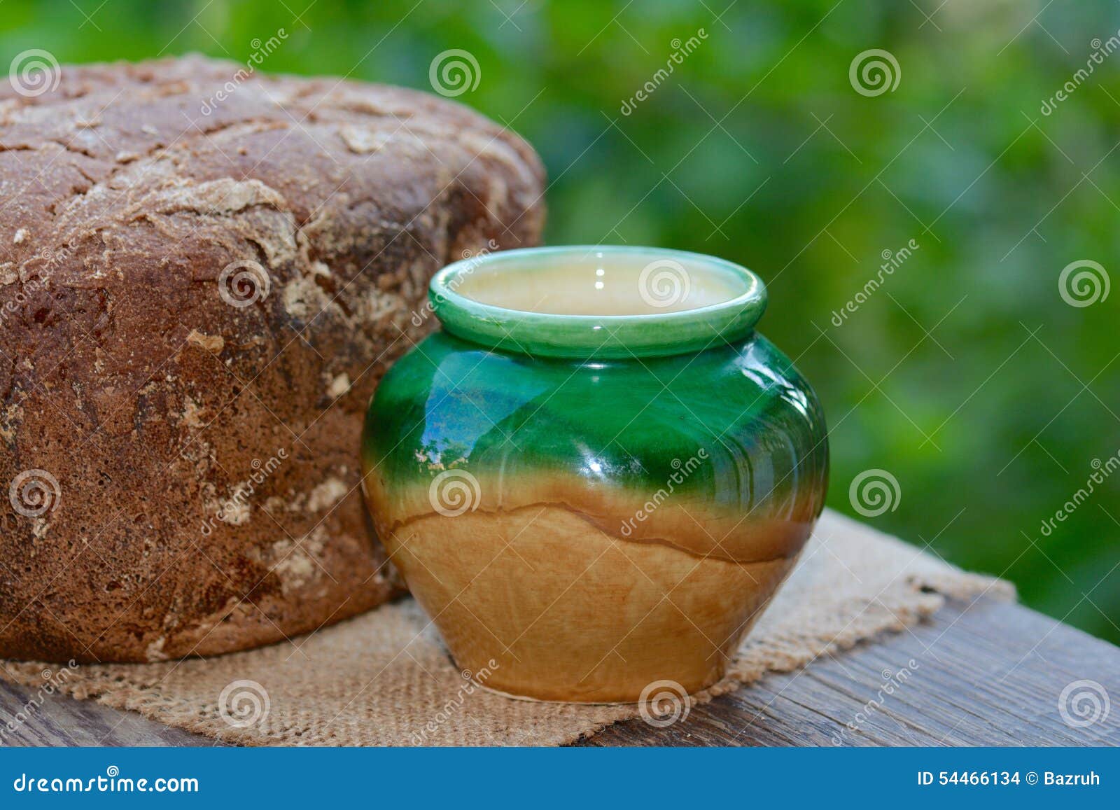 The Baked Rye Bread and Ceramic Vase Stock Photo - Image of piece ...