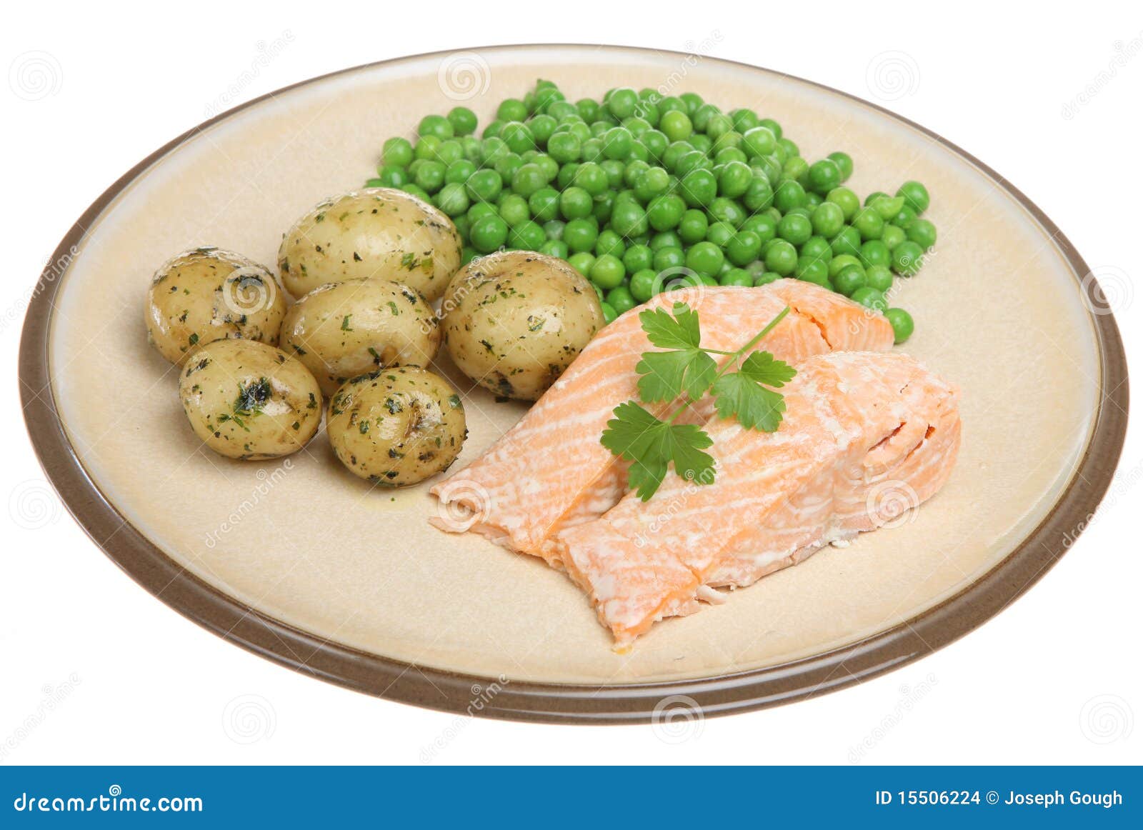 Baked Salmon Fillets stock photo. Image of peas, plate - 15506224