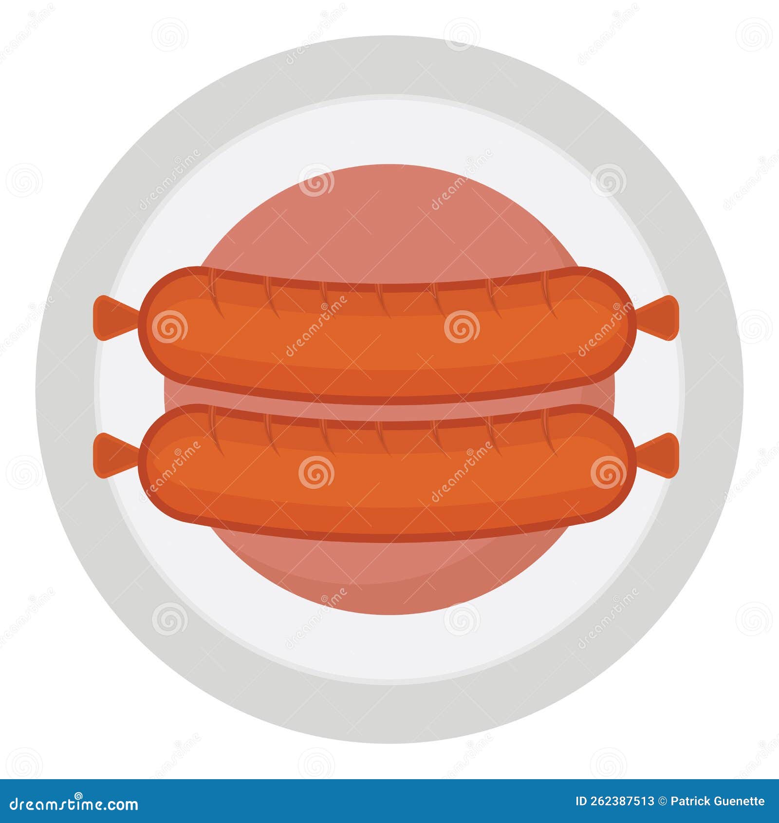 Baked sausages, icon stock vector. Illustration of symbol - 262387513