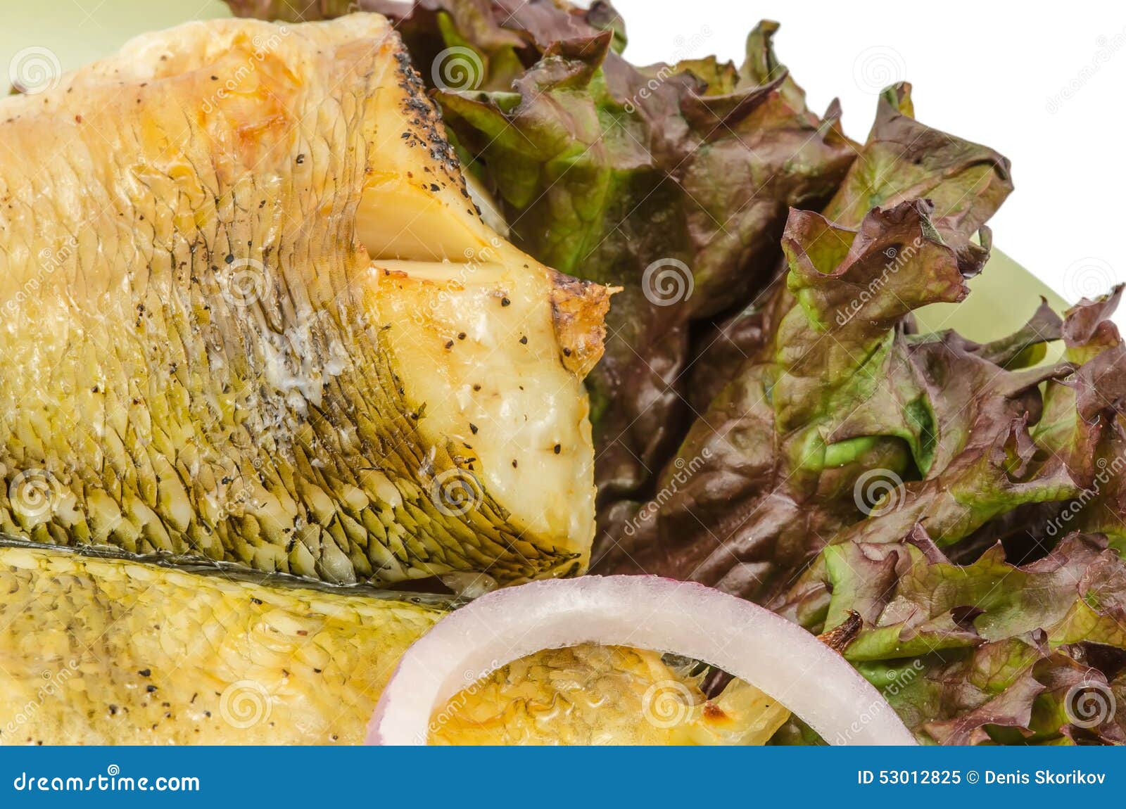 Baked Shad at Dish Isolated on White Stock Image - Image of close ...