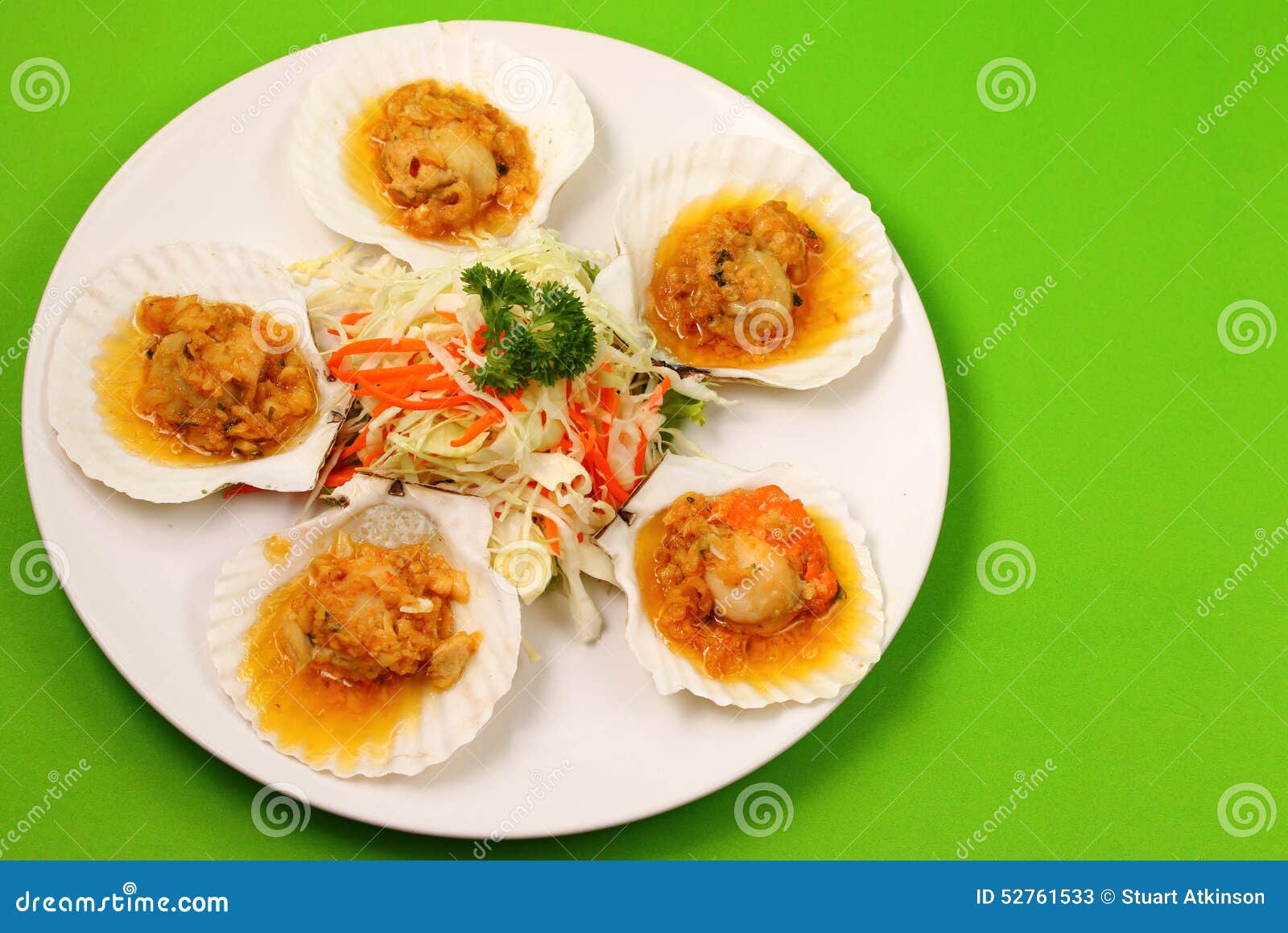Baked shellfish stock image. Image of green, butter, prepared - 52761533