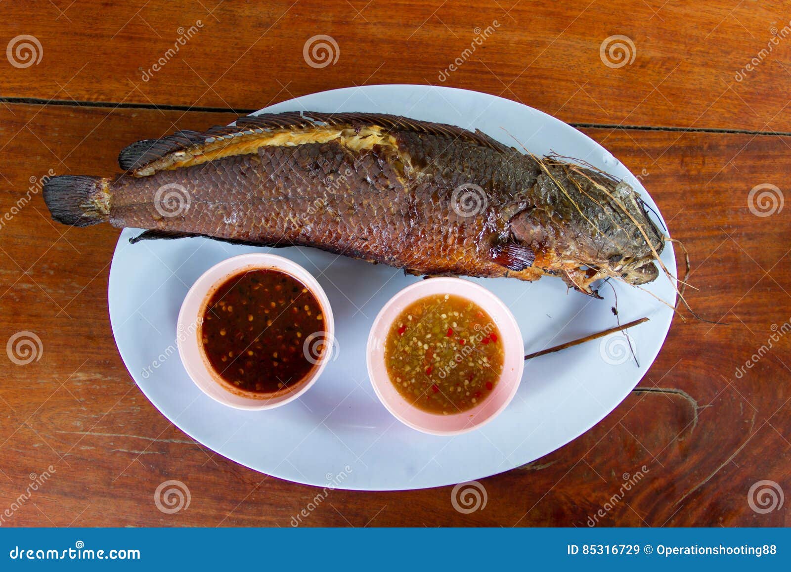 Baked Snakehead fish stock image. Image of delicious - 85316729