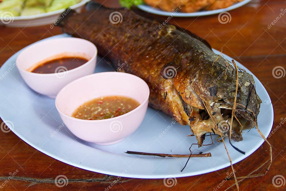 Baked Snakehead fish stock photo. Image of ingredient - 85316752