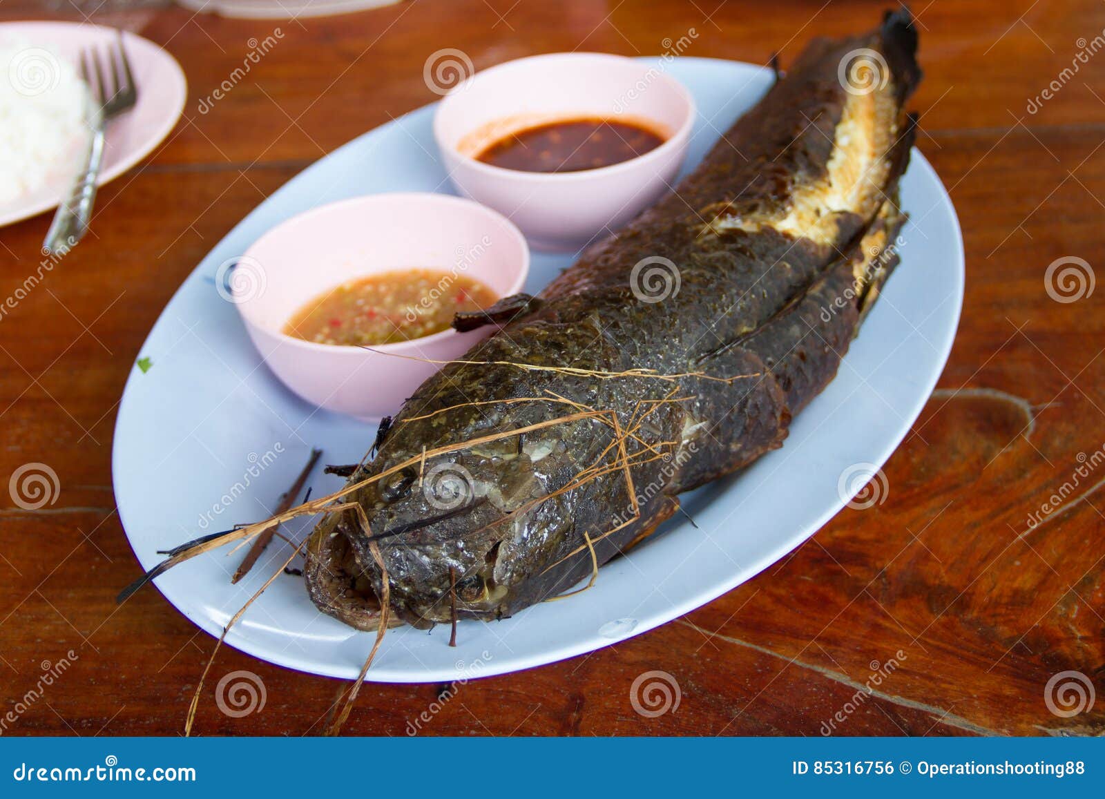 Baked Snakehead fish stock photo. Image of outdoors, healthy - 85316756