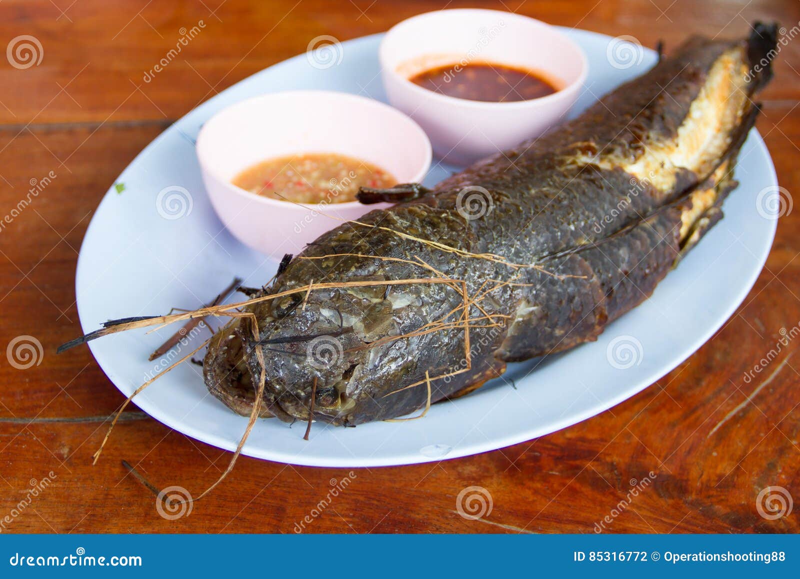 Baked Snakehead fish stock photo. Image of fish, salted - 85316772
