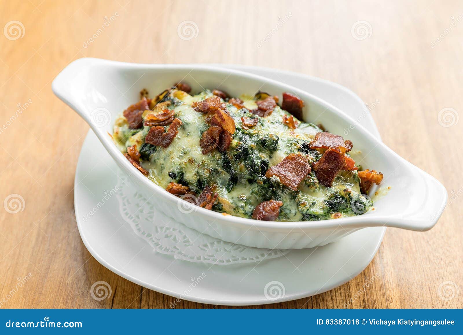 Baked spinach with cheese stock photo. Image of milk - 83387018