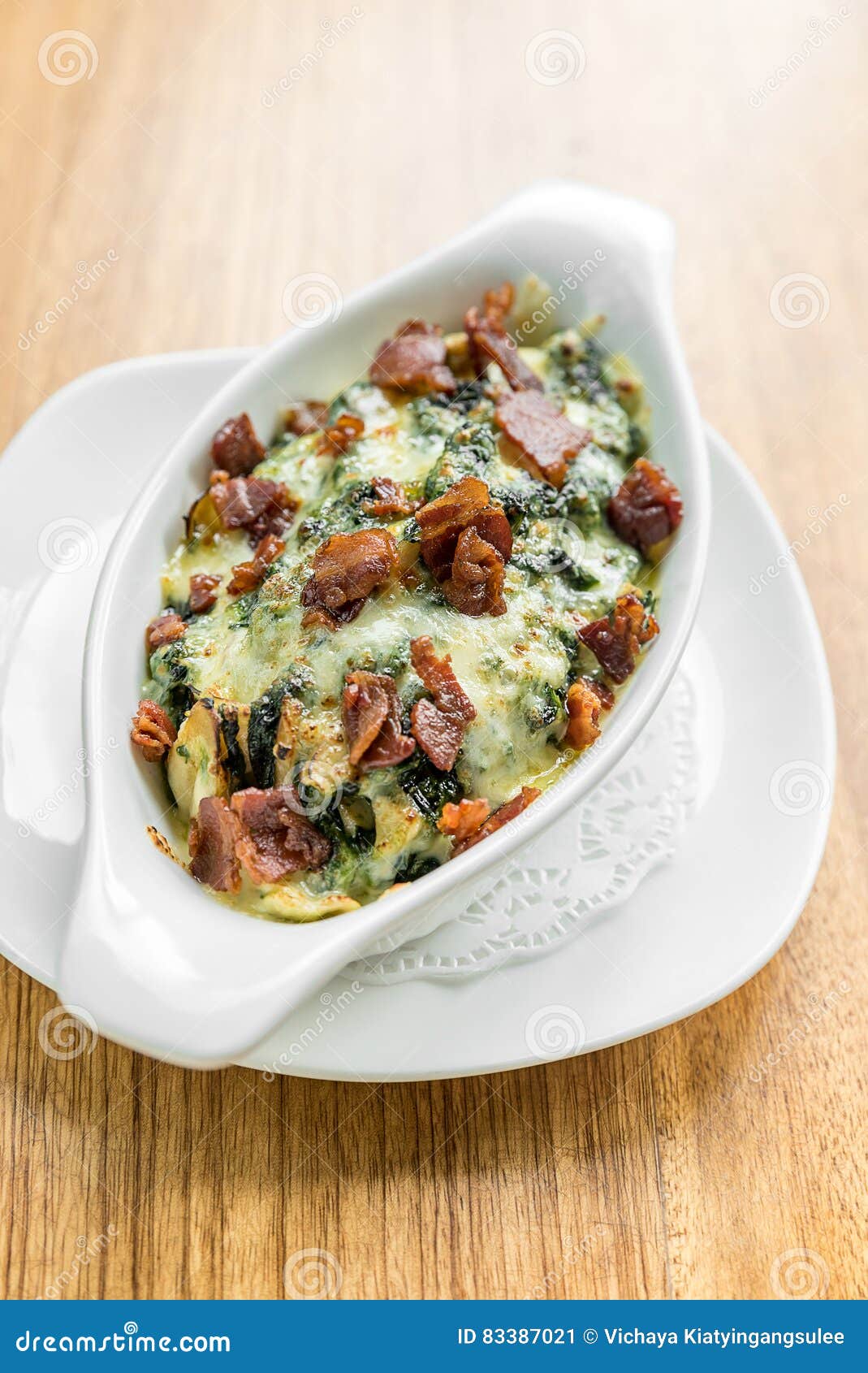 Baked spinach with cheese stock image. Image of cream - 83387021
