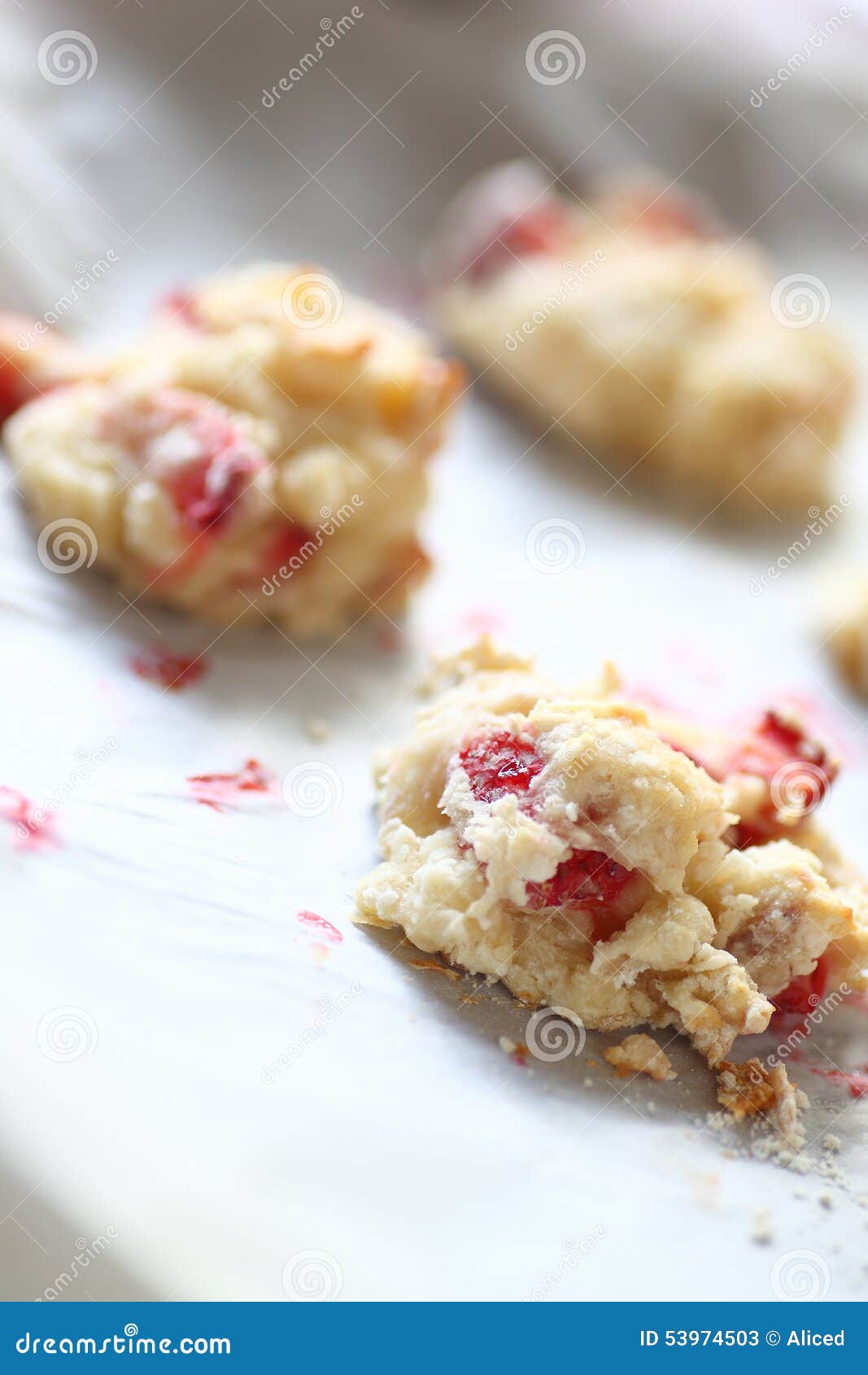 Baked Strawberry Drop Biscuits Stock Image - Image of strawberries ...