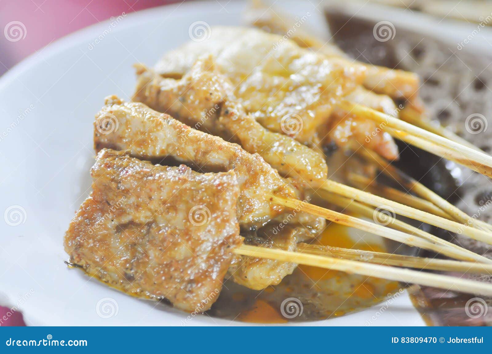 Baked Stringed Meat, Beef Satay Indonesia Food Stock Photo - Image of ...