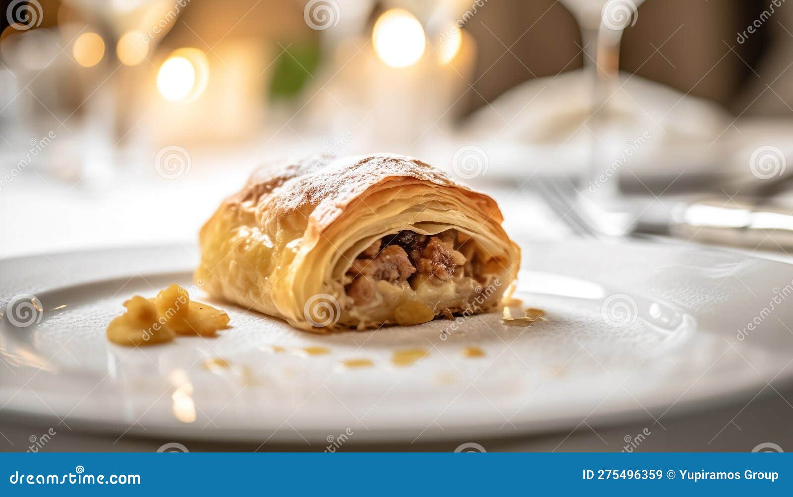 Baked Sweet Strudel Slice on Gourmet Plate Generated by AI Stock Image ...