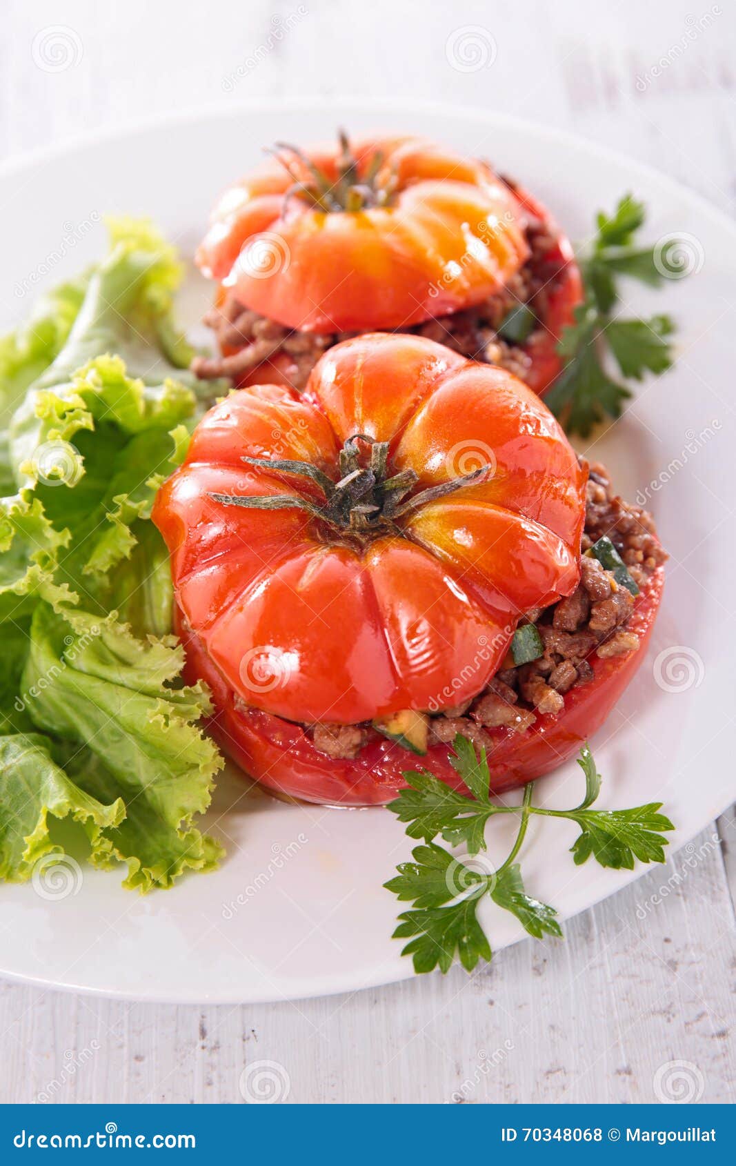 Baked tomato with beef stock photo. Image of meal, beef - 70348068