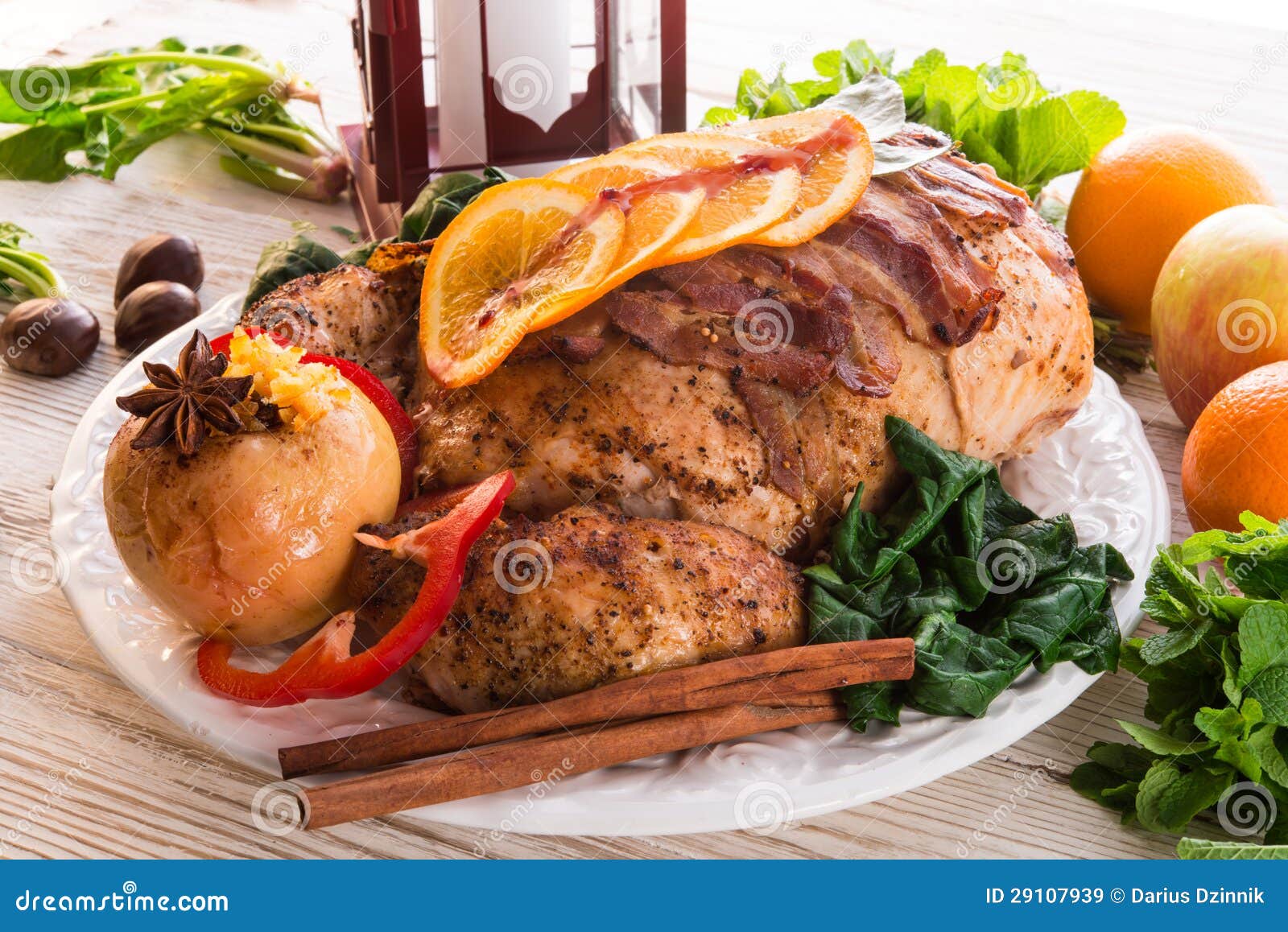 Baked Turkey with Chestnut Filling Stock Image - Image of celebration ...