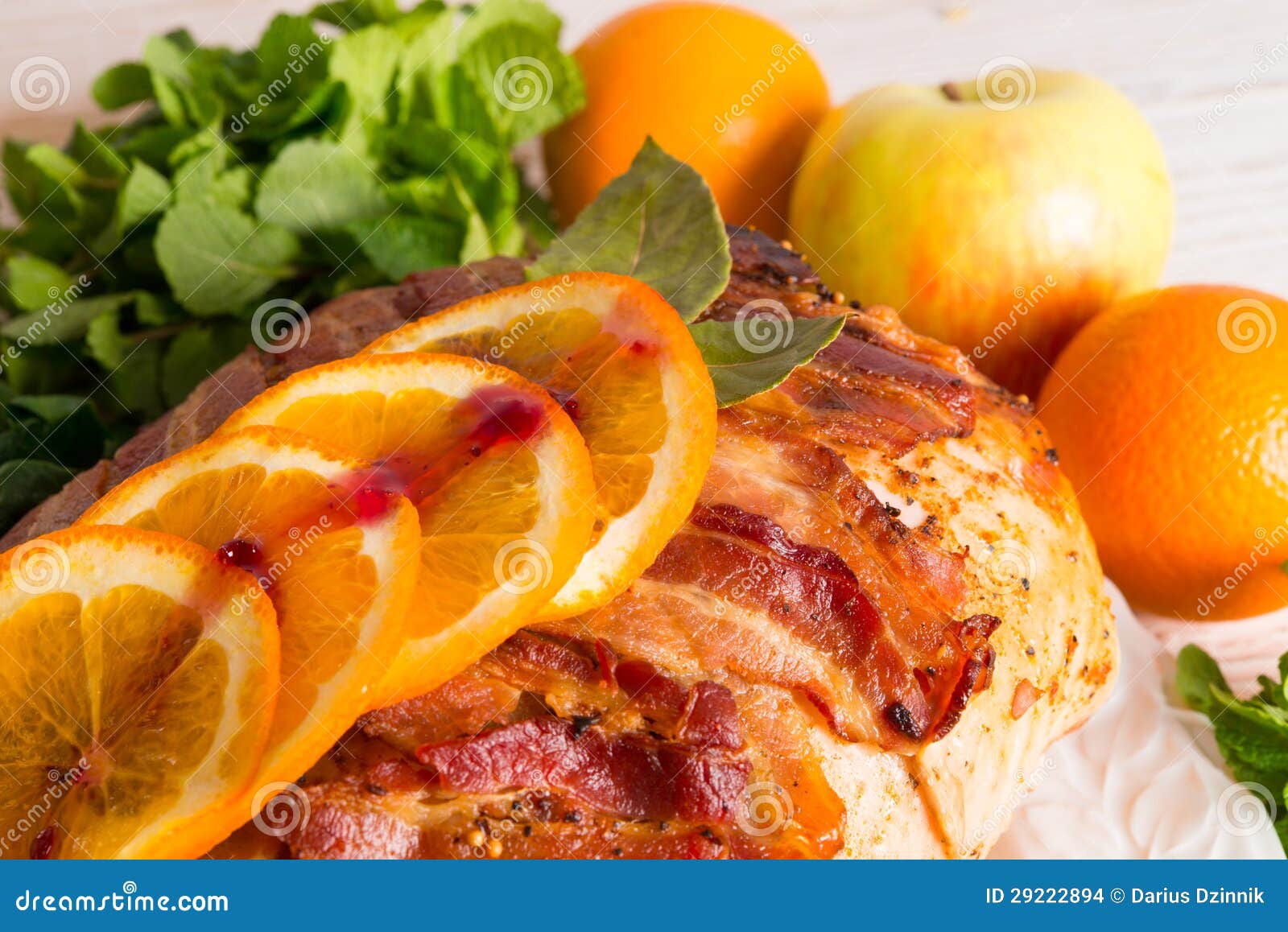 Baked Turkey with Chestnut Filling Stock Photo - Image of parsley ...