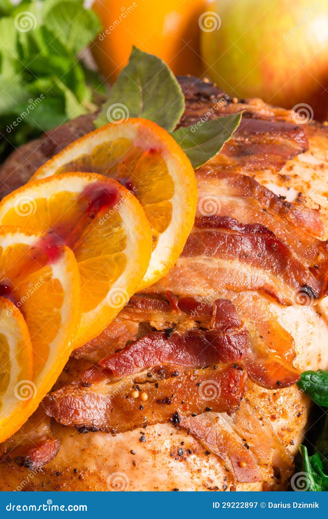 Baked Turkey with Chestnut Filling Stock Image - Image of meal, basil ...