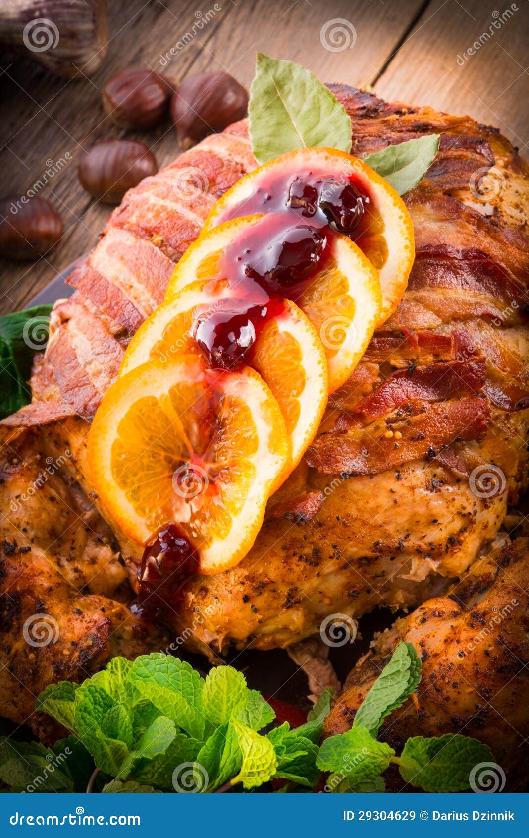 Baked Turkey with Chestnut Filling Stock Image - Image of meal ...