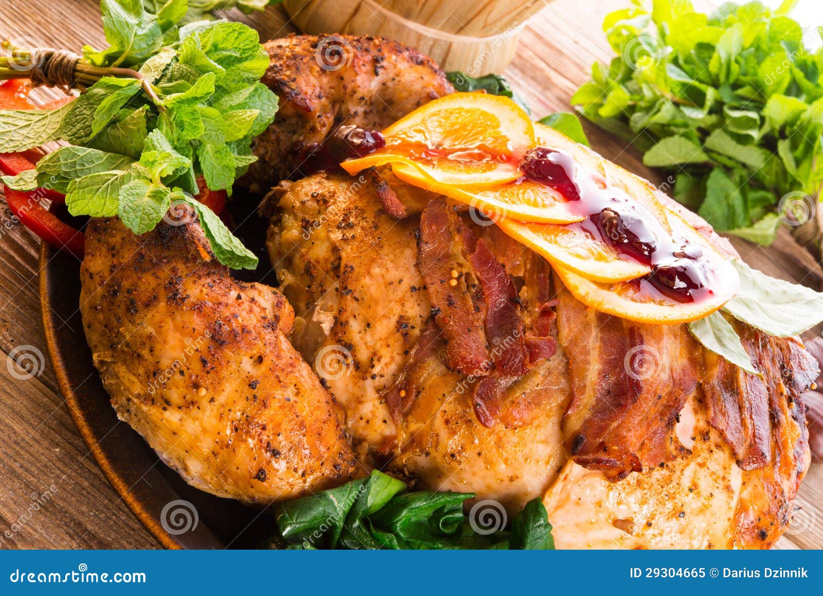 Baked Turkey with Chestnut Filling and Orange Stock Image - Image of ...