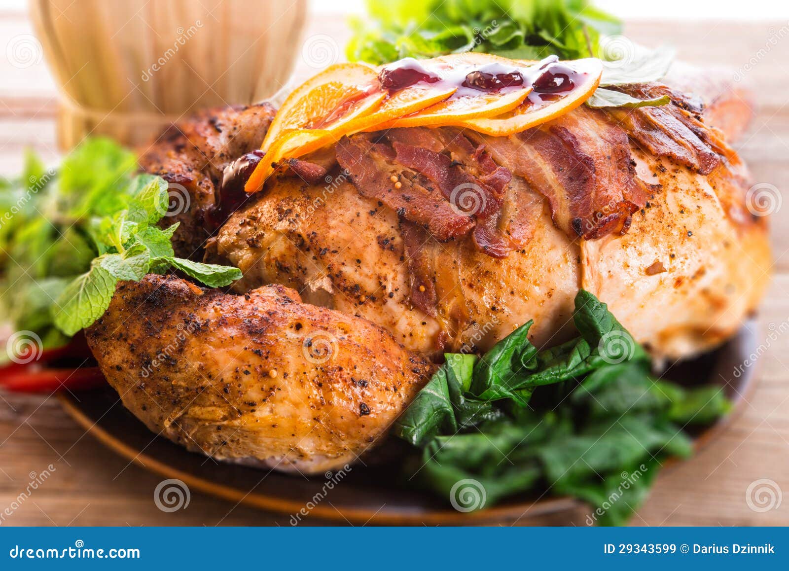 Baked Turkey with Chestnut Filling and Orange Stock Image - Image of ...