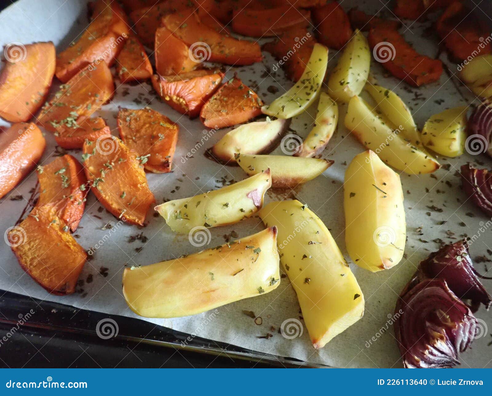 Baked Vegetables with Potatoes in a Tray Stock Photo - Image of oven ...