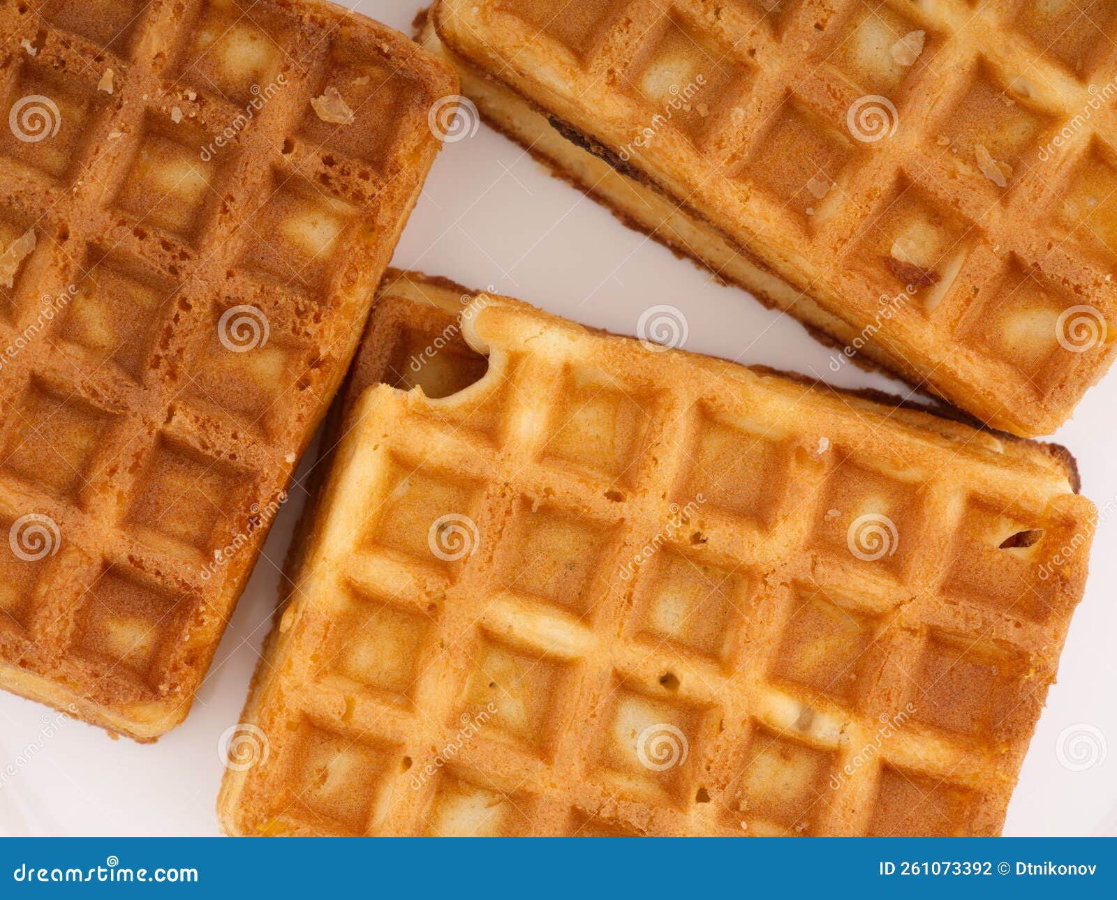 Baked Waffles Closeup. View from Above Stock Photo - Image of summer ...