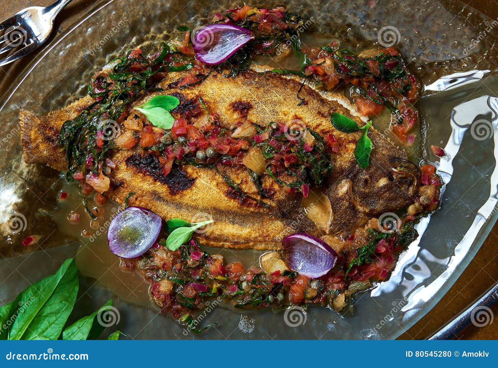 Baked whole flounder stock photo. Image of eating, fish - 80545280