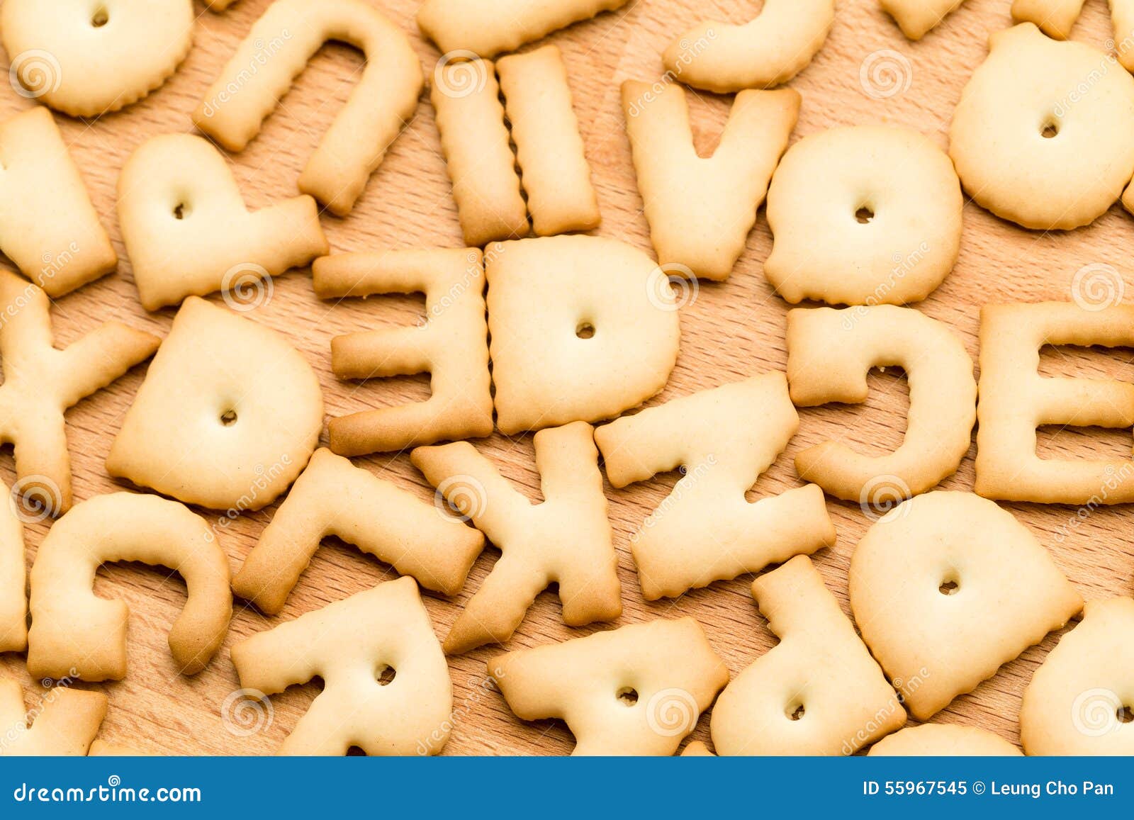 Baked Word Biscuit Over Wooden Table Stock Image - Image of language ...
