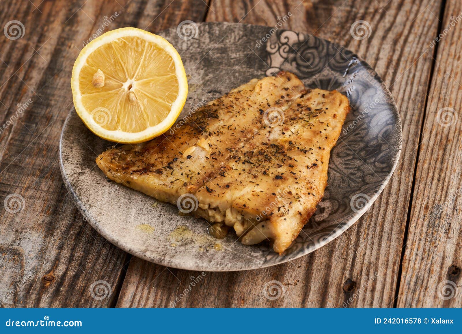 Baked Zander Fillet on a Plate Stock Photo - Image of plate, fish ...