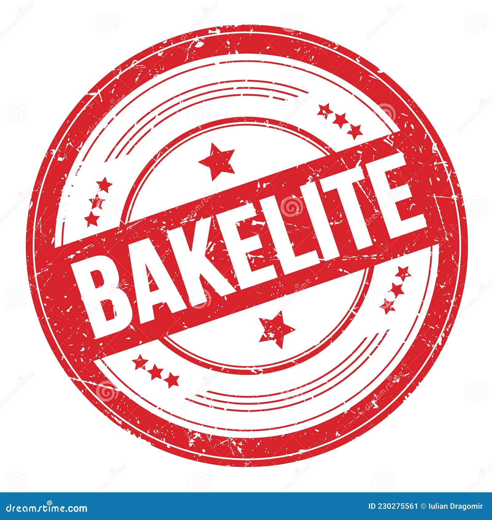 BAKELITE Text on Red Round Grungy Stamp Stock Illustration ...