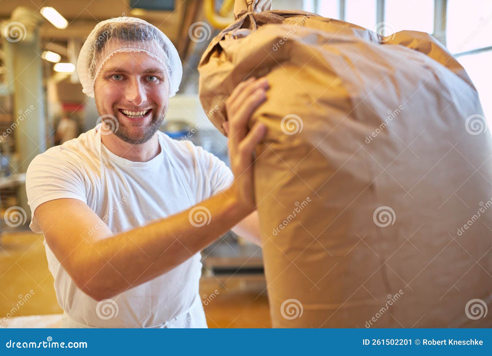 Baker Apprentice or Miller with a Big Sack of Flour Stock Image - Image ...