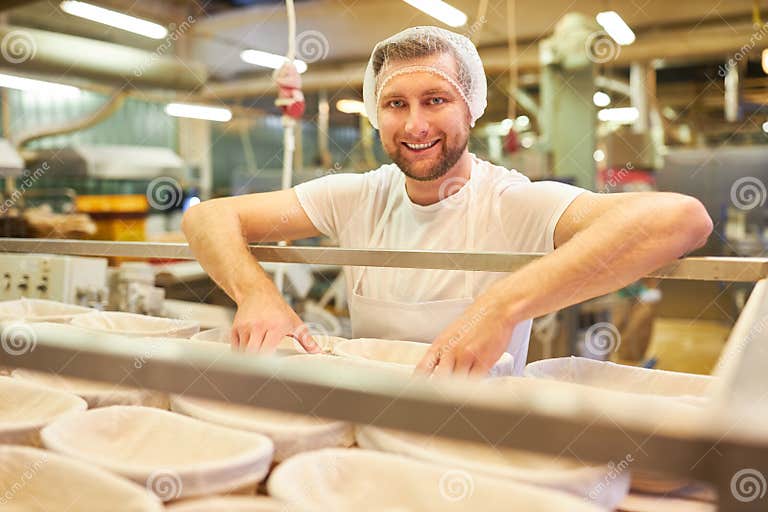 Baker Apprentice in Training Baking Bread Stock Image - Image of large ...
