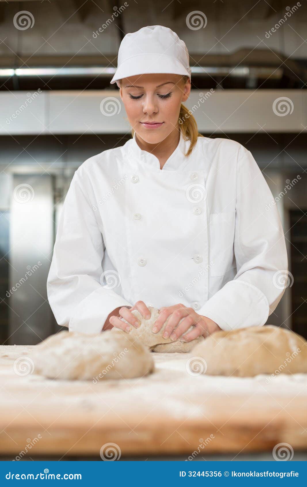Baker in Bakehouse or Bakery Kneading Dough Stock Photo - Image of ...