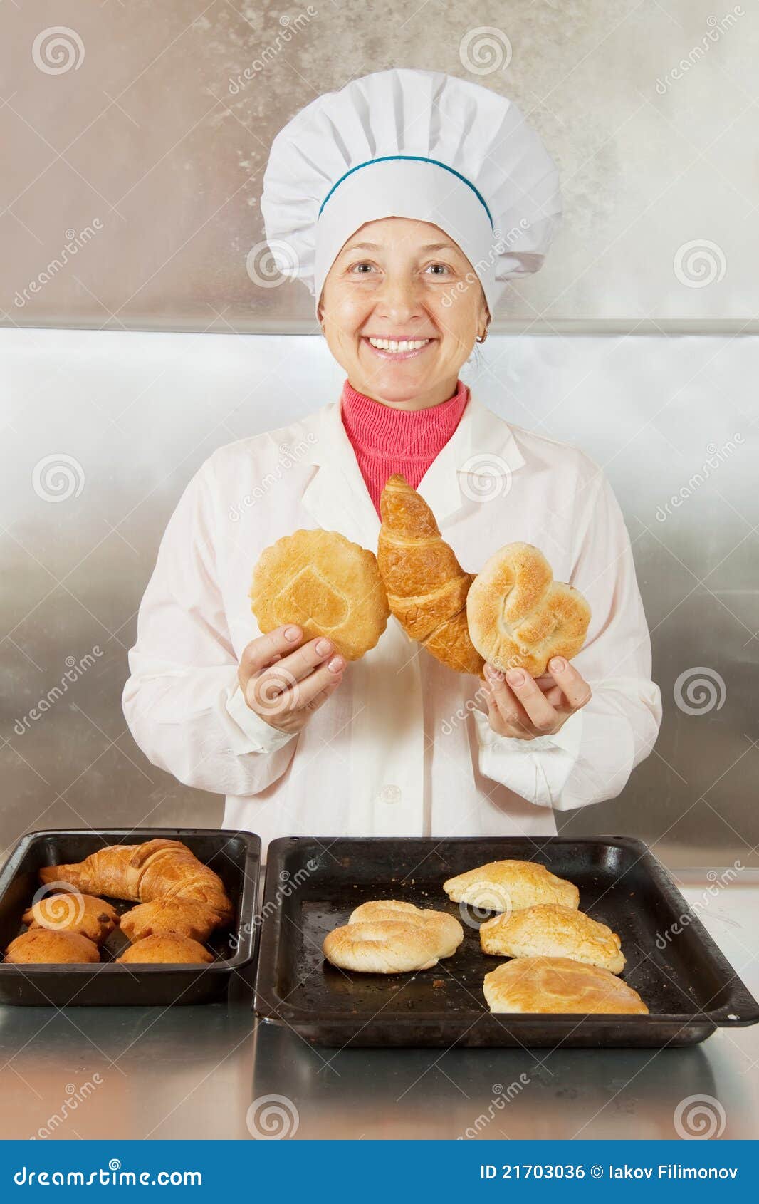 Baker with at bakery stock photo. Image of business, happy - 21703036