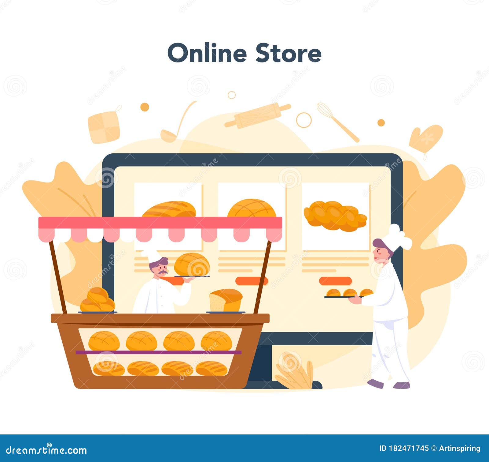 Baker and Bakery Online Service or Platform. Chef in the Uniform Stock ...