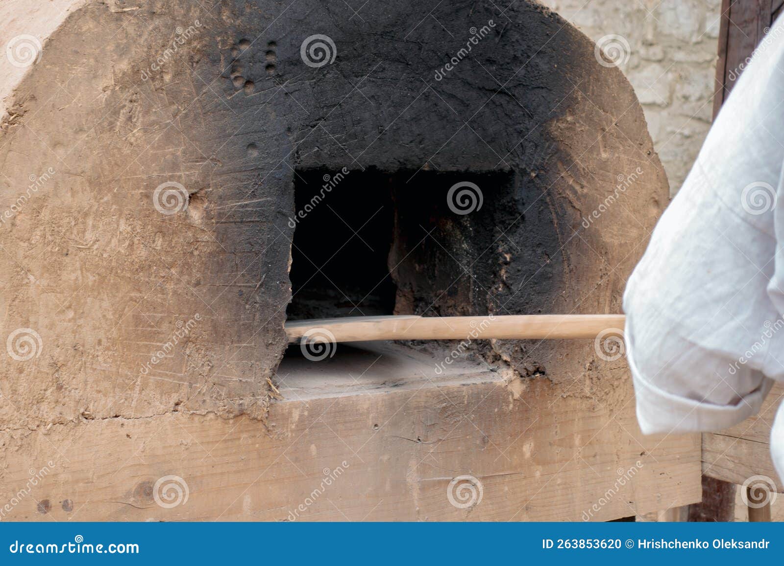 Baker Bakes Bread in an Clay Oven Stock Photo - Image of dough, baking ...