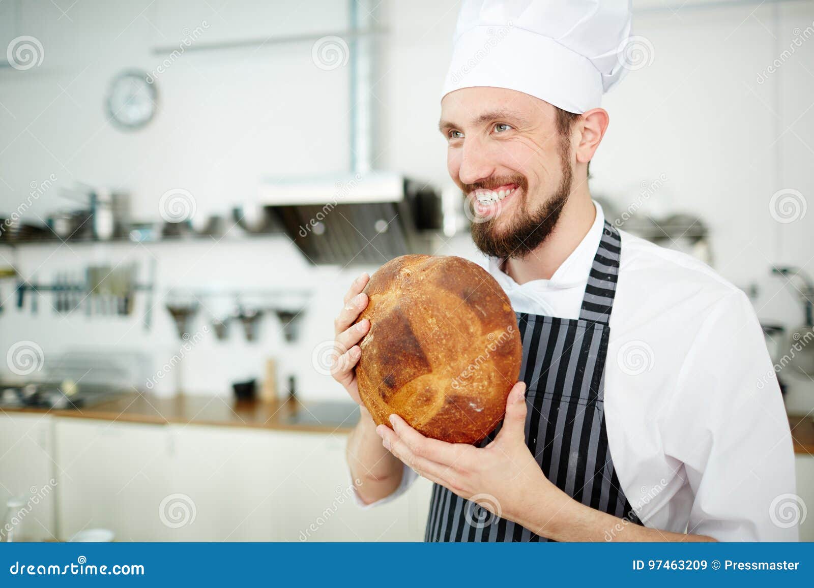 Baker with bread stock image. Image of cooking, bread - 97463209