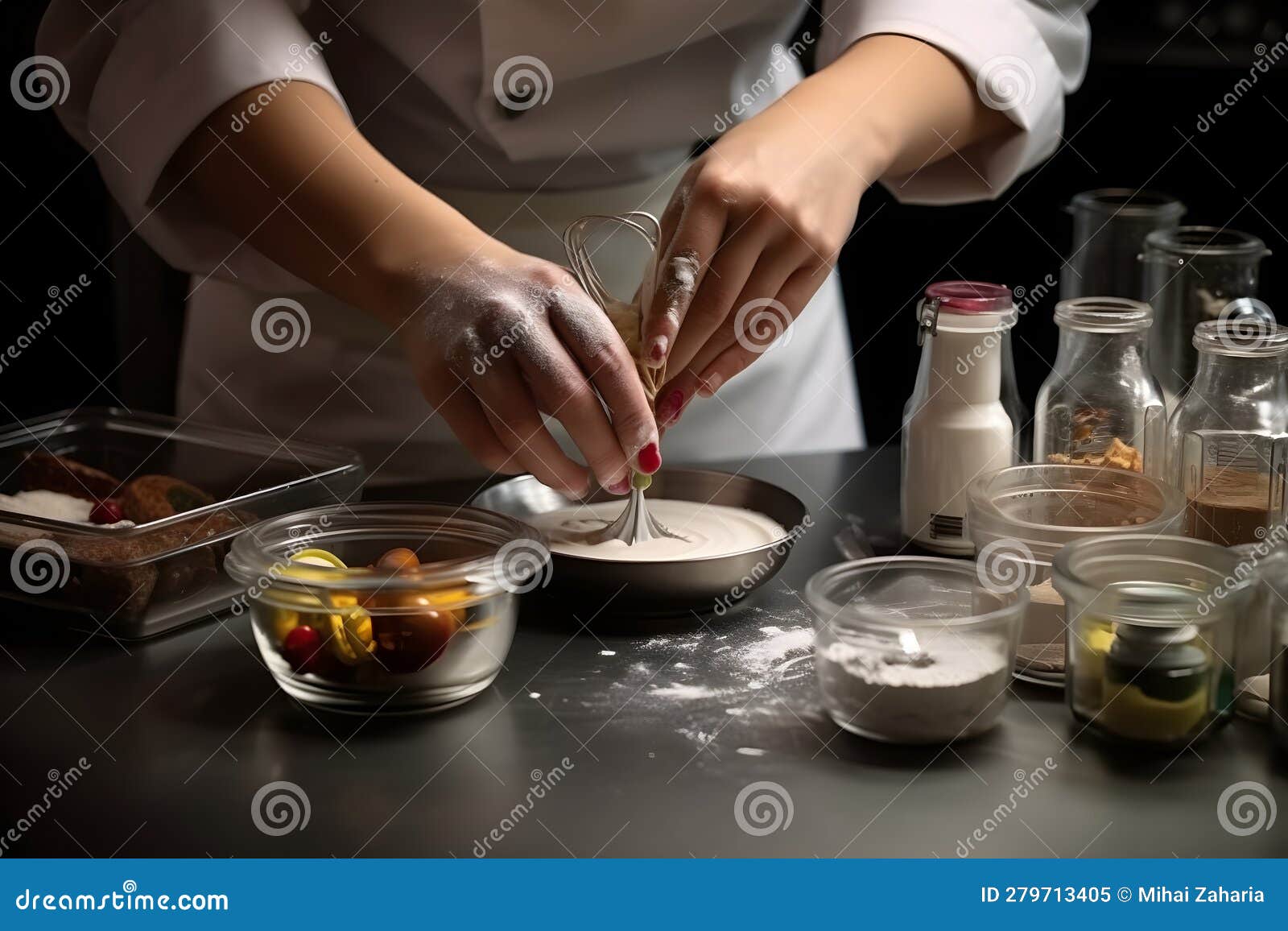 A Baker Carefully Measuring Ingredients for a Recipe, Emphasizing the ...