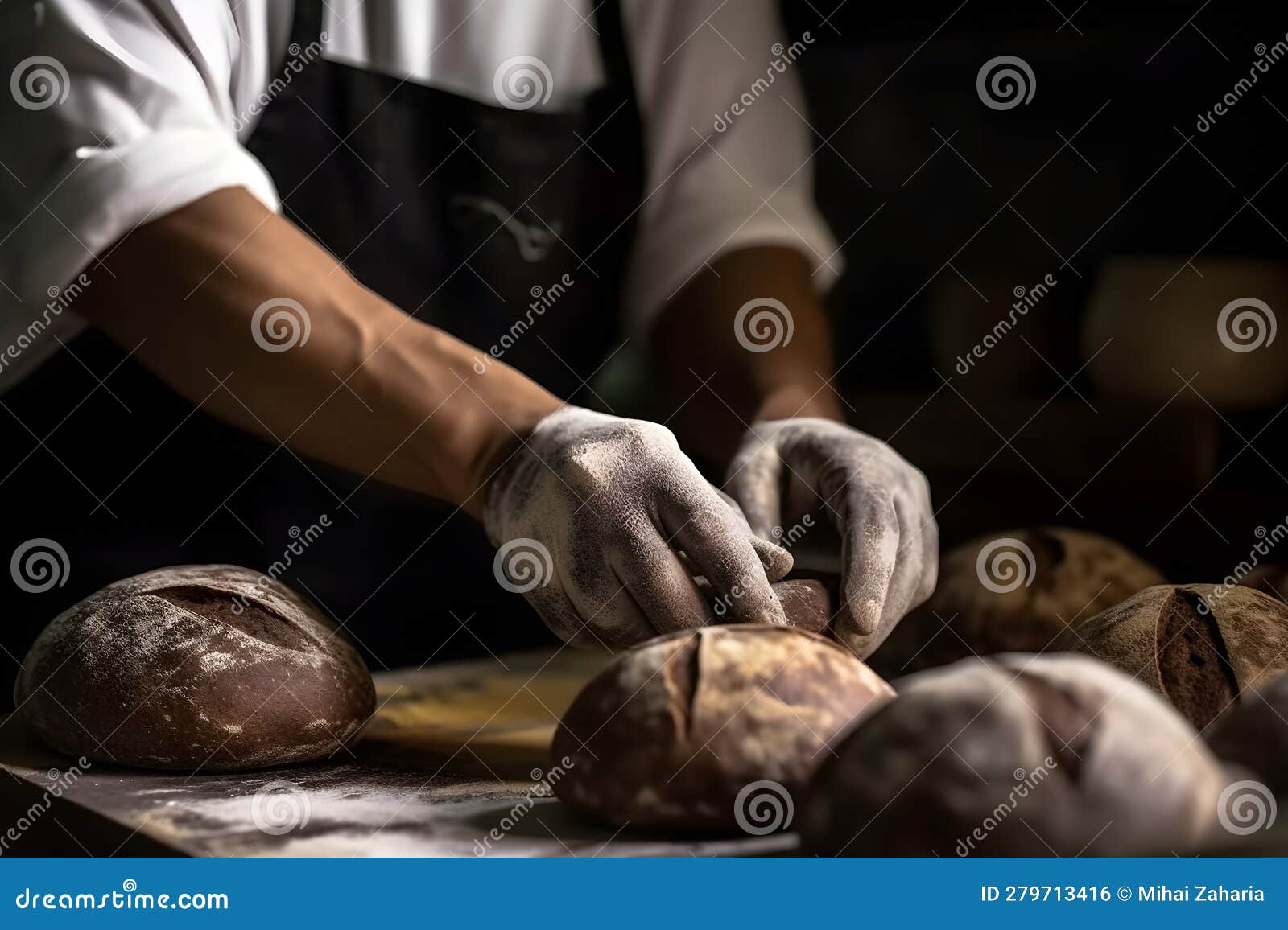 A Baker Carefully Shaping Artisanal Bread Loaves, Showcasing the ...