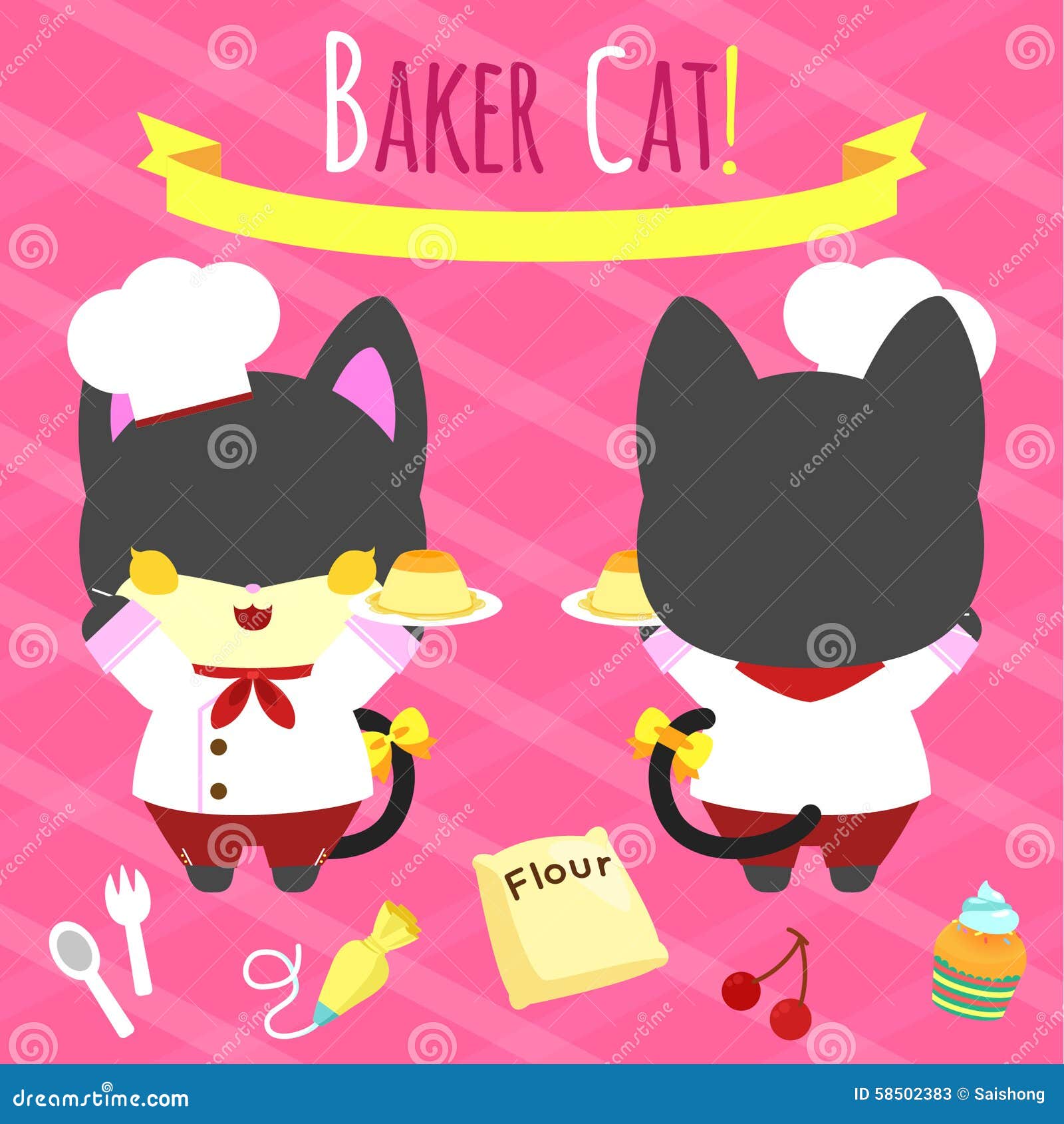 Baker cat stock vector. Illustration of design, pudding - 58502383