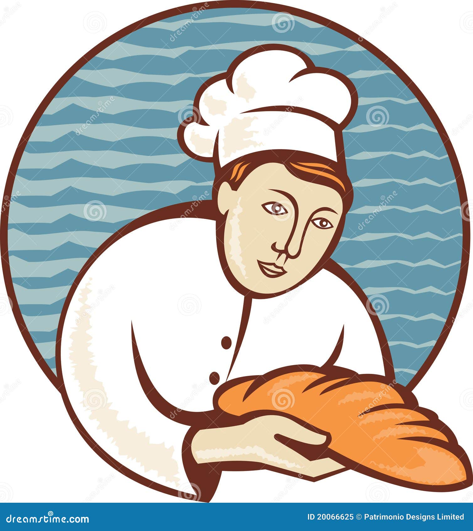 Baker Chef With Loaf Of Bread Retro Picture. Image: 20066625