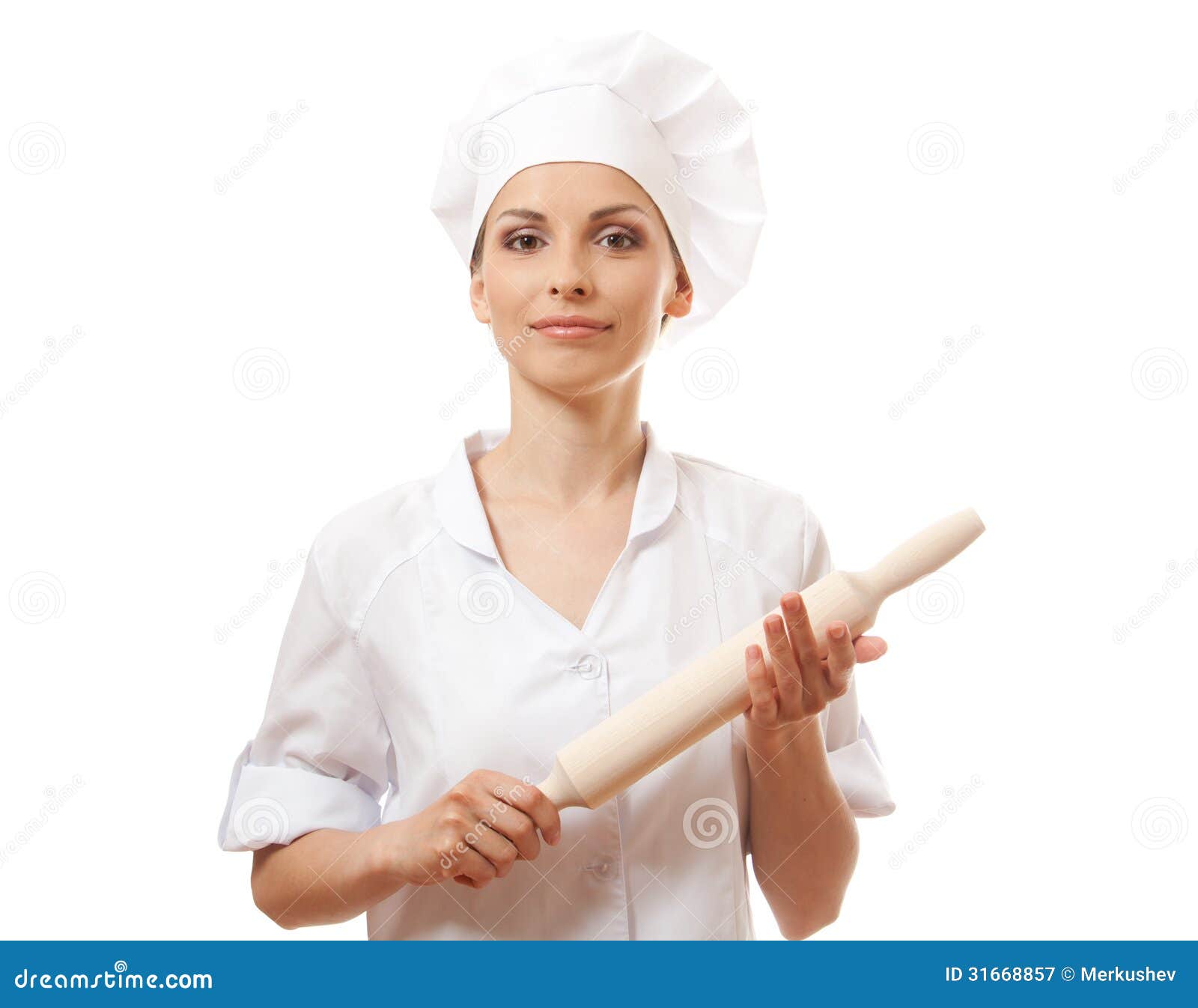 Baker / Chef Woman Holding Baking Rolling Pin Stock Image - Image of ...